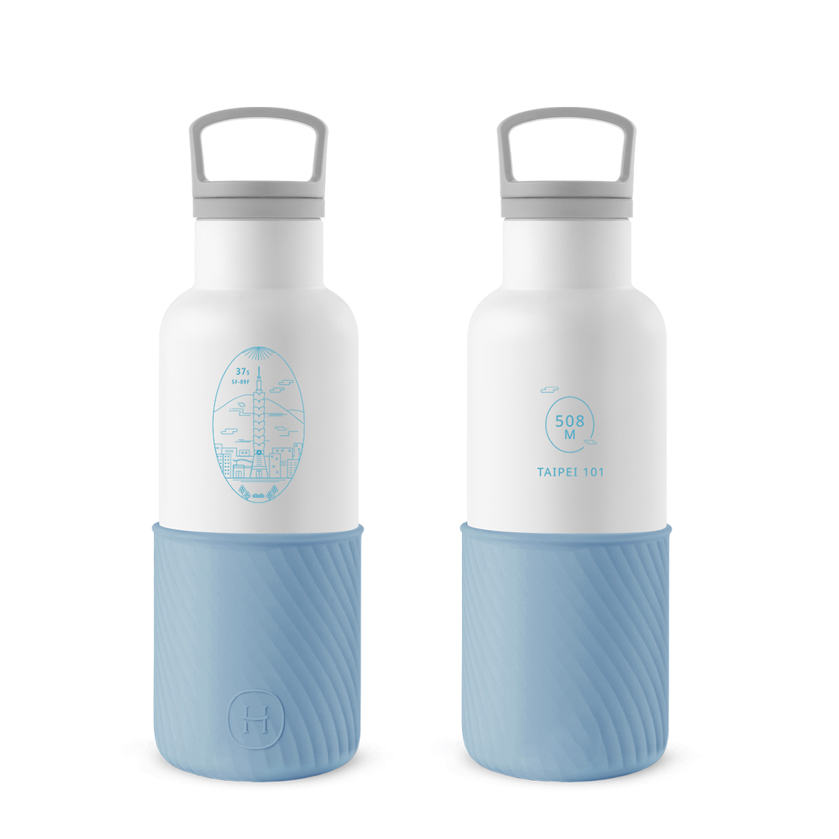 【HYDY X TAIPEI 101】2023全新聯名-480ml白瓶-天空藍水波紋| 附贈101品牌環保袋