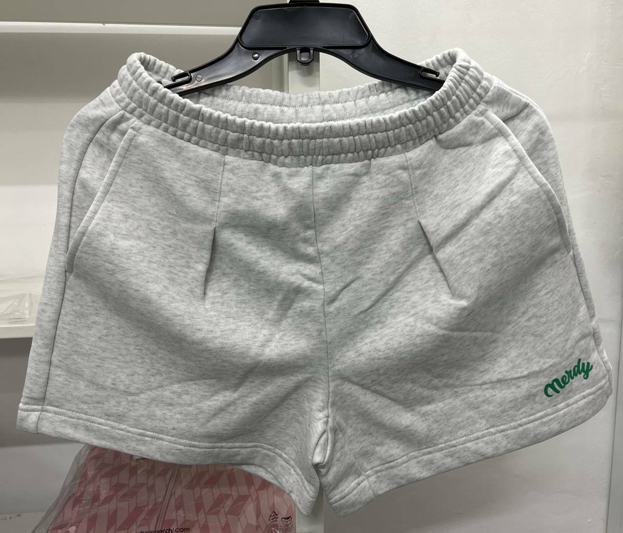 [K] NERDY W'S CURSIVE LOGO SHORTS (NERDY ORIGIN FIT),MELANGE WHITE ...