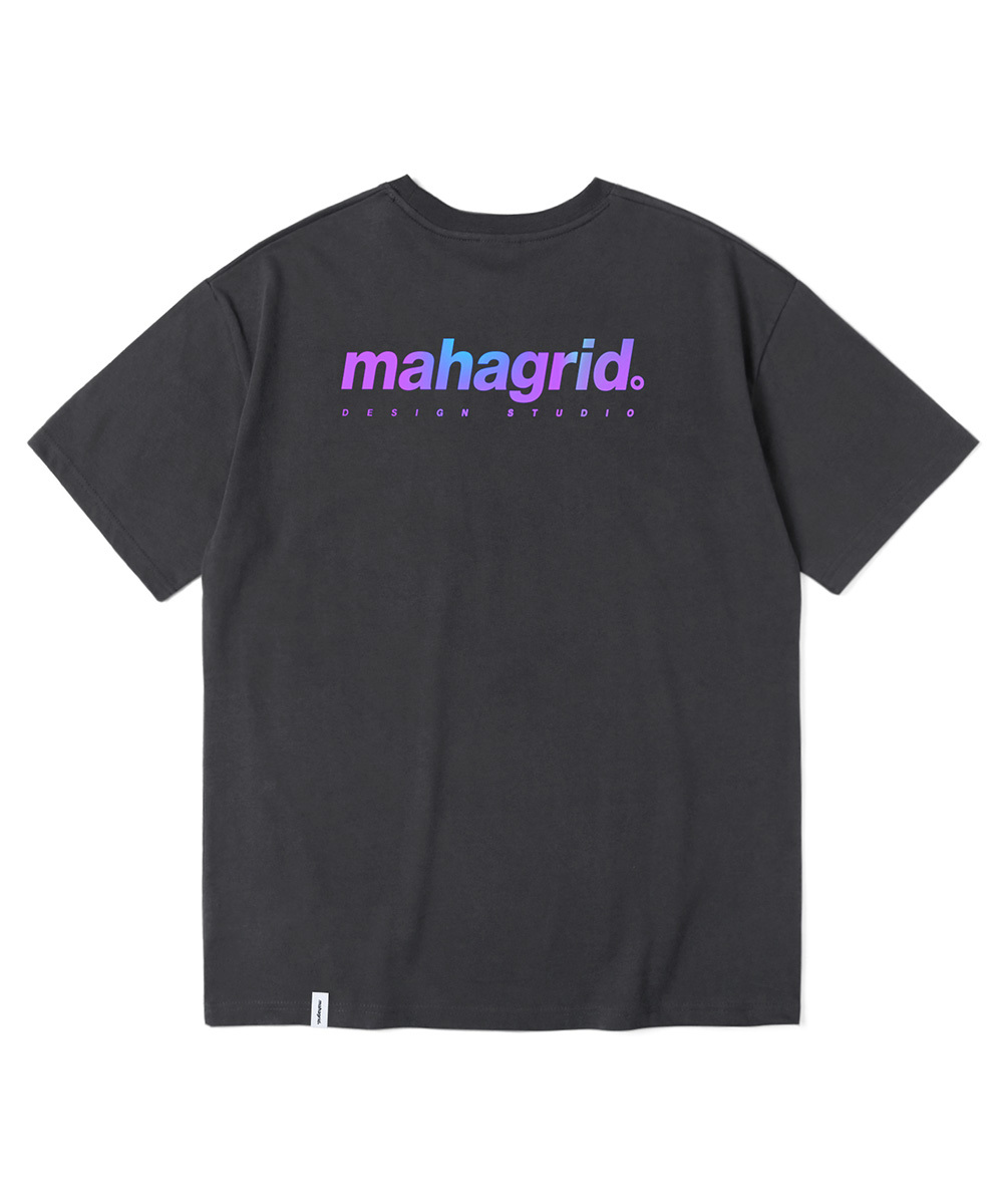 [MAHAGRID] RAINBOW REFLECTIVE LOGO TEE[CHARCOAL]