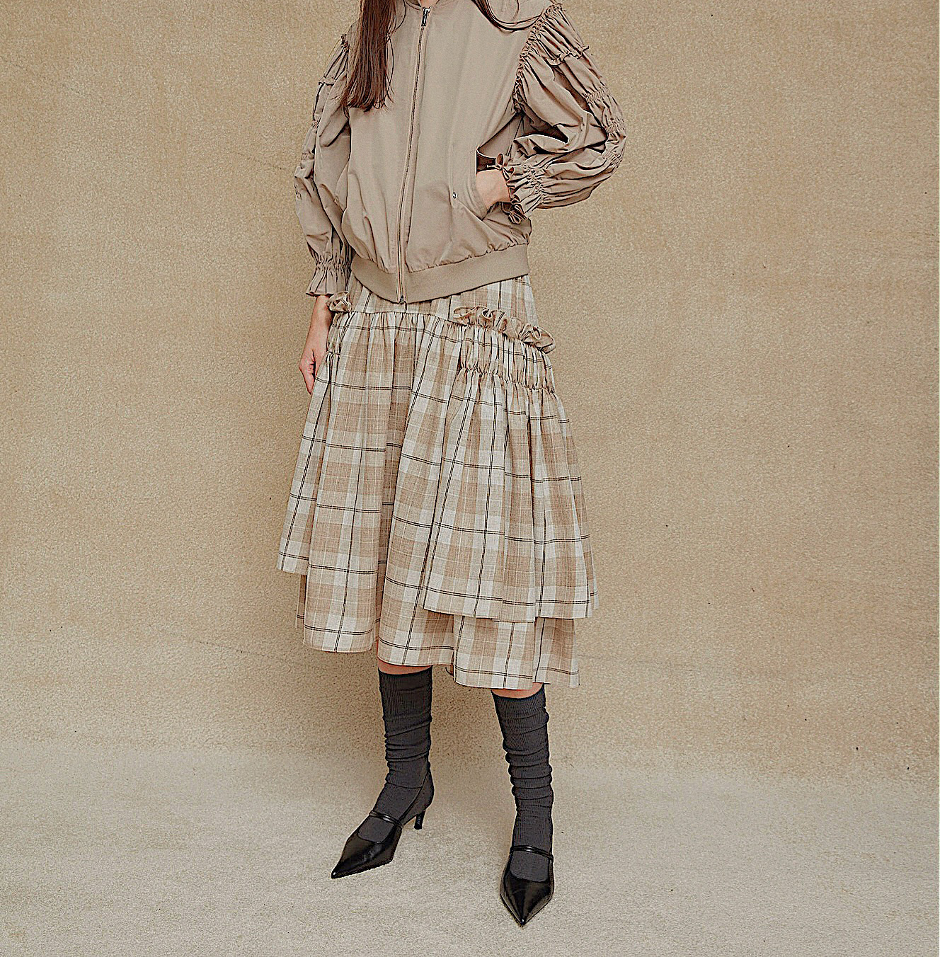 YOU'RE MY SUNSHINE CHECK SKIRT