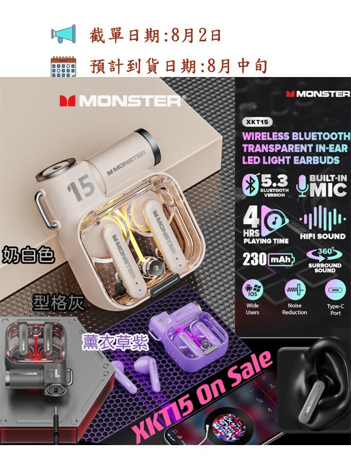 Monster XKT15 藍芽5.3耳機