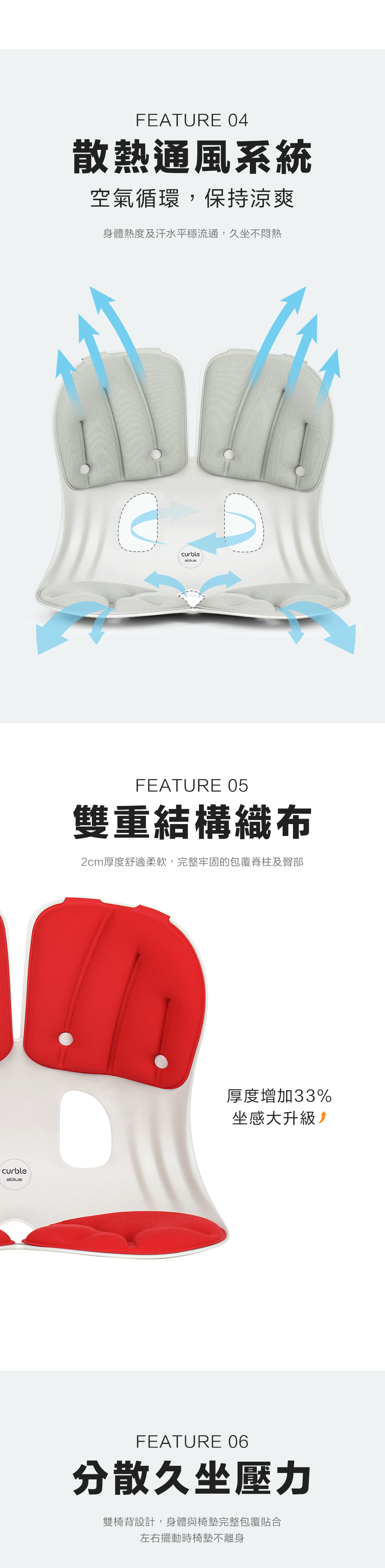 韓國-Curble Grand 3D護脊美學椅墊(象牙灰)