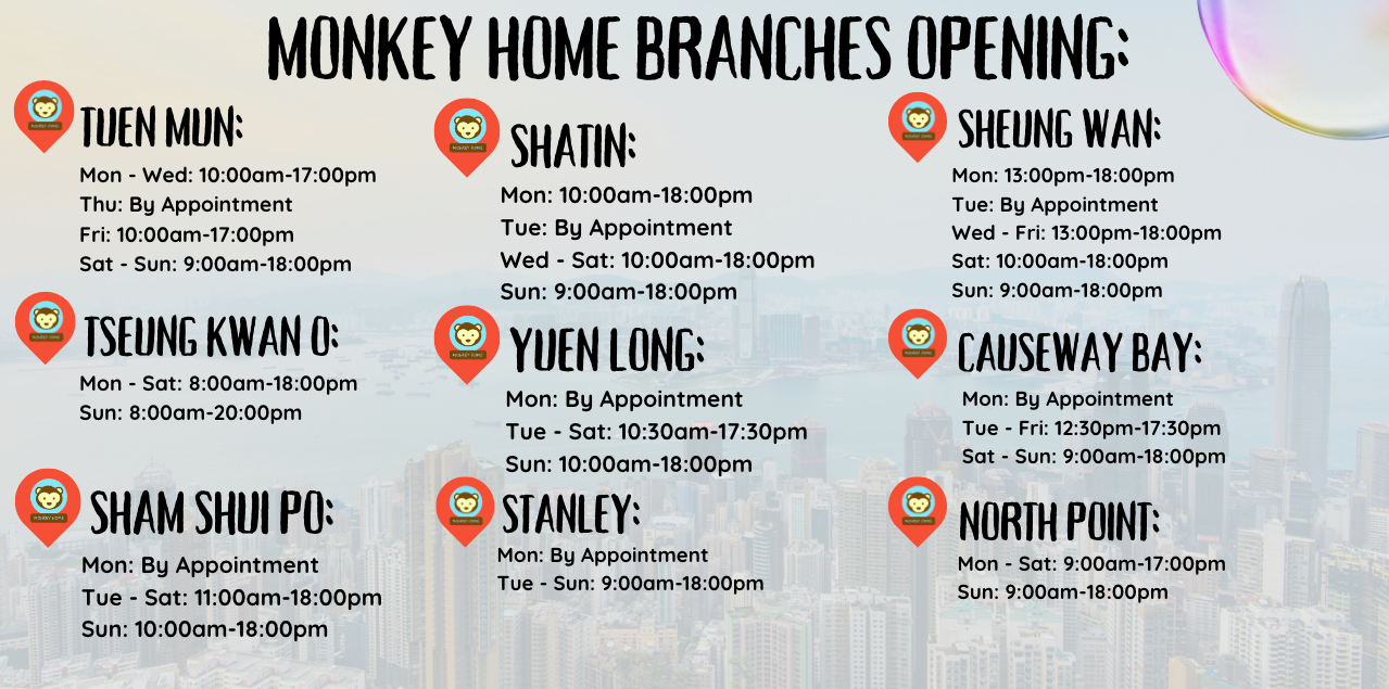 Monkey Home Pick-up Branches and Opening Hours