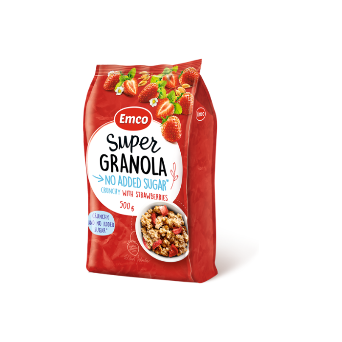Emco 無加糖高蛋白質穀物脆片早餐 - 士多啤梨 （500克）