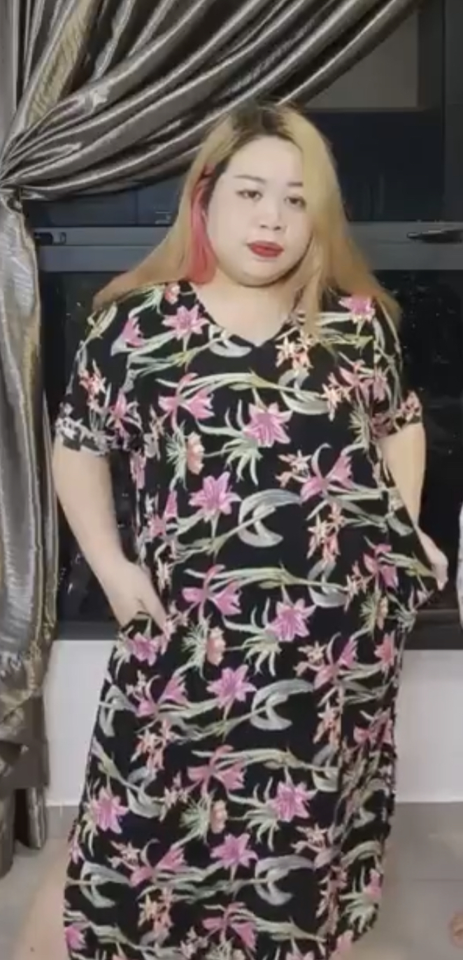 CL54 - Plussize Floral Dress *Bust 50 inch, Hip 54 inch, Length 121cm ...