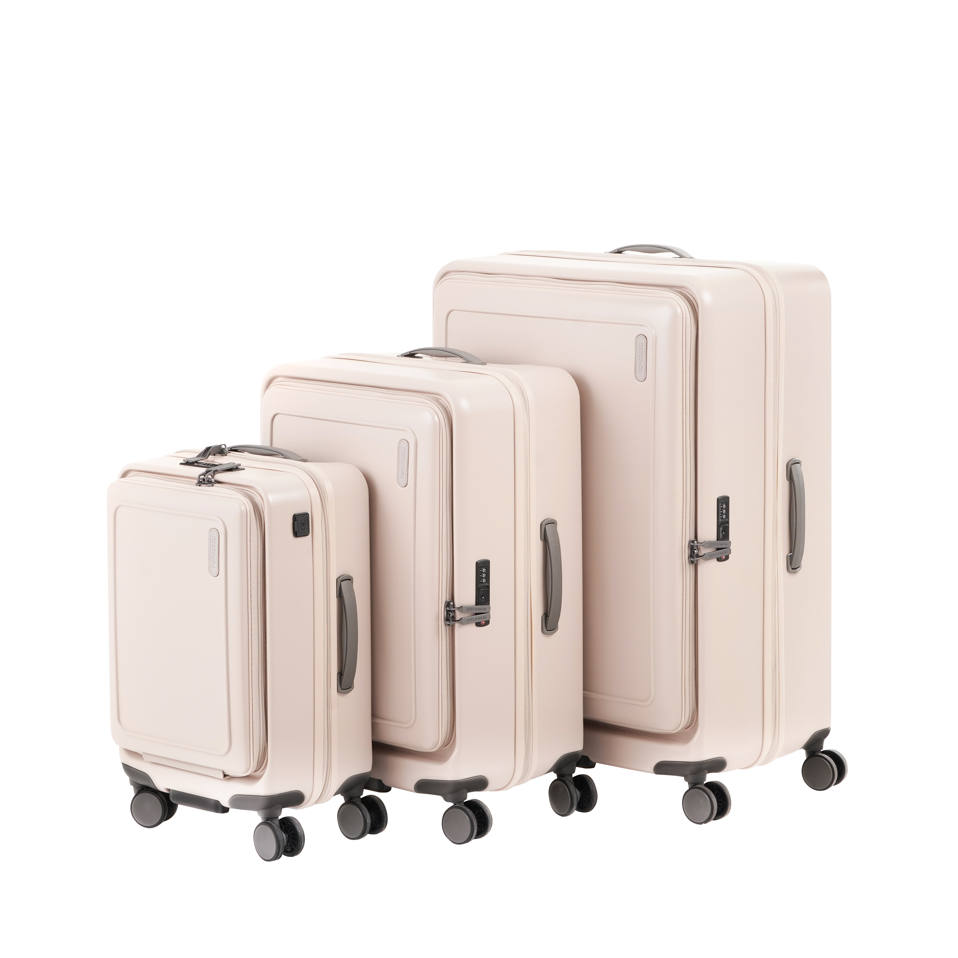 URBANITE | 3 合 1(34/72/118公升） 可擴展 4輪 TSA鎖定翻蓋式行李箱 - 裸色