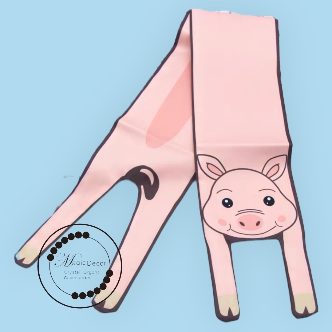 動物 絲巾 Animal Twilly（仿真絲）粉紅豬