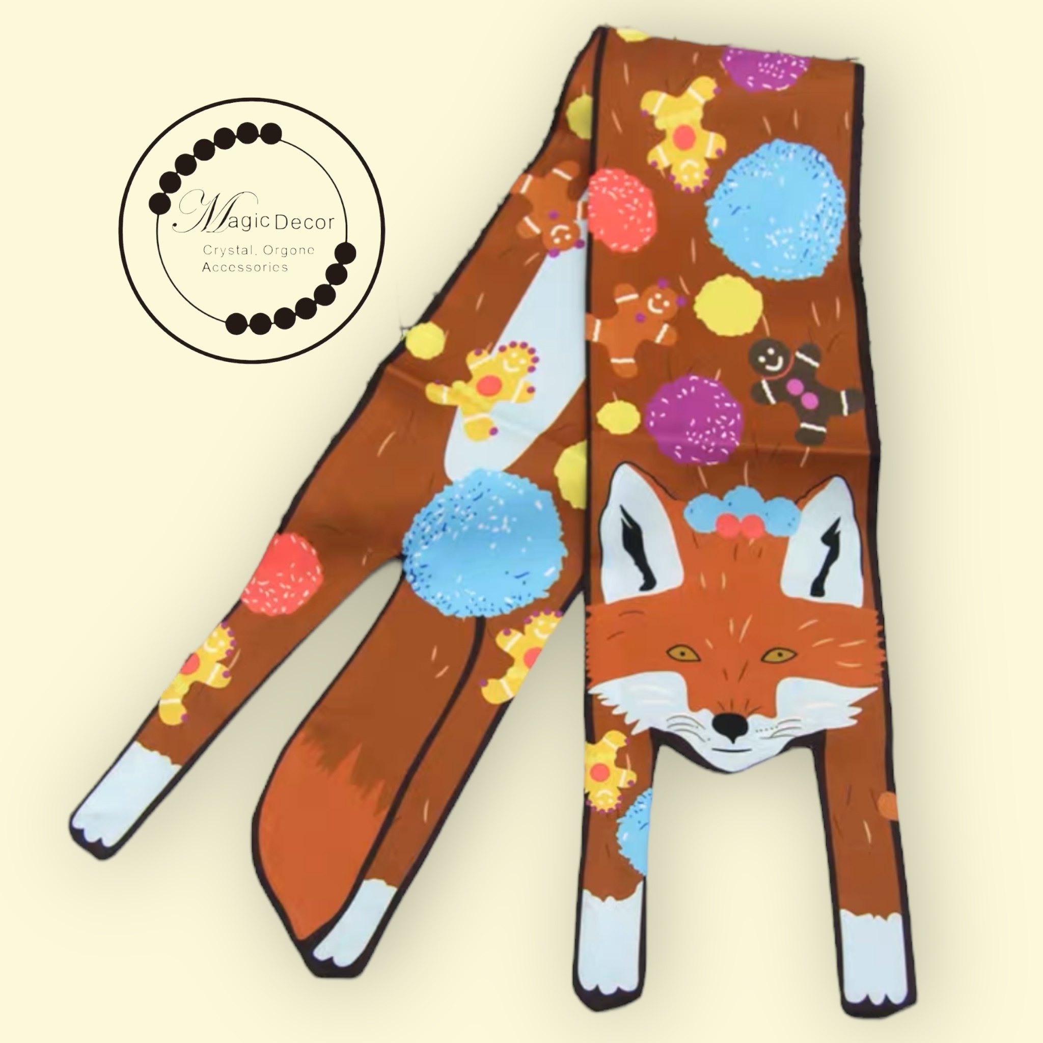 動物 絲巾 Animal Twilly（仿真絲）薑餅人狐狸