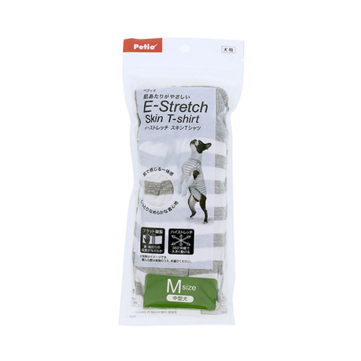 PETIO - E-Stretch狗狗彈性透氣間條衫淺灰色M(可長時間穿著)