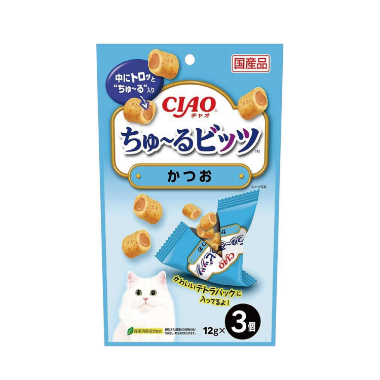 CAT PLUS | CIAO 流心軟粒粒貓小食 雞肉/鰹魚節 (12g x 3小袋) (CS-173)