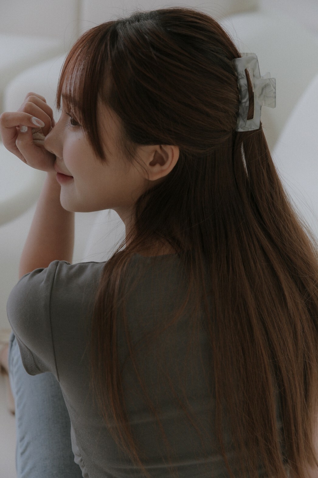 E138 透透光澤綠色抓夾(小)