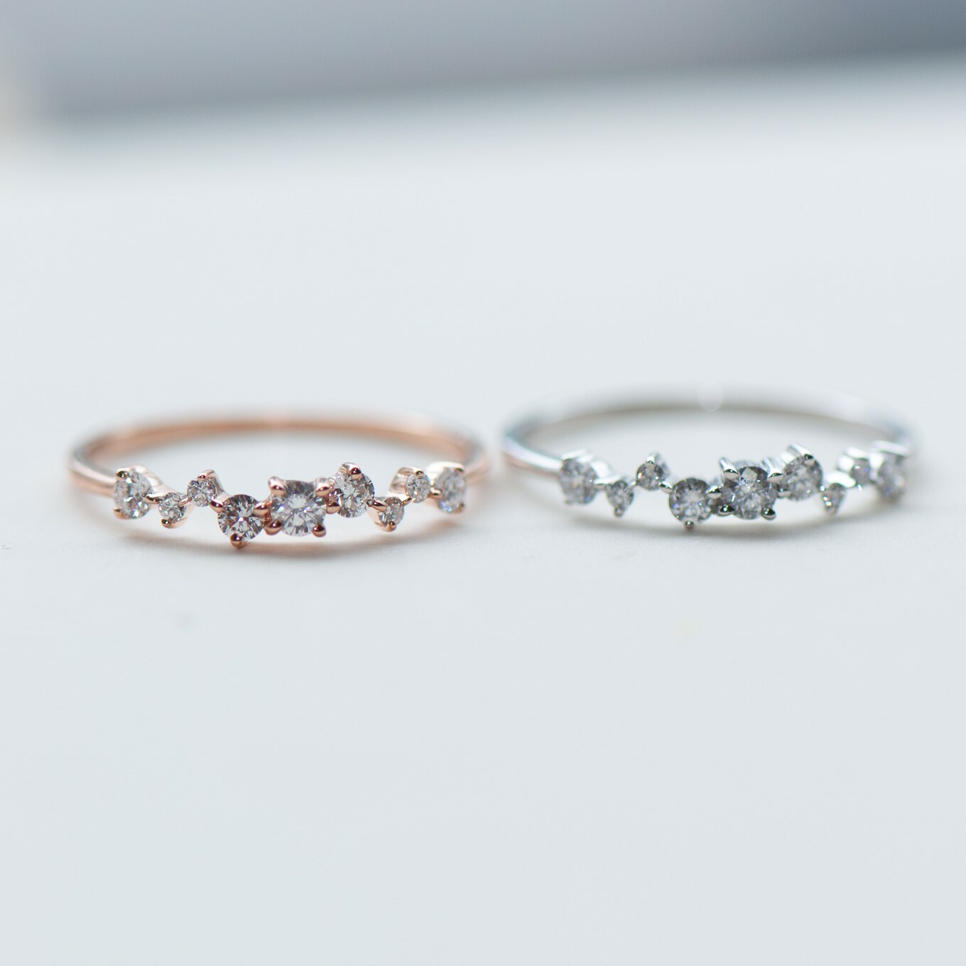 18K irregular diamond ring