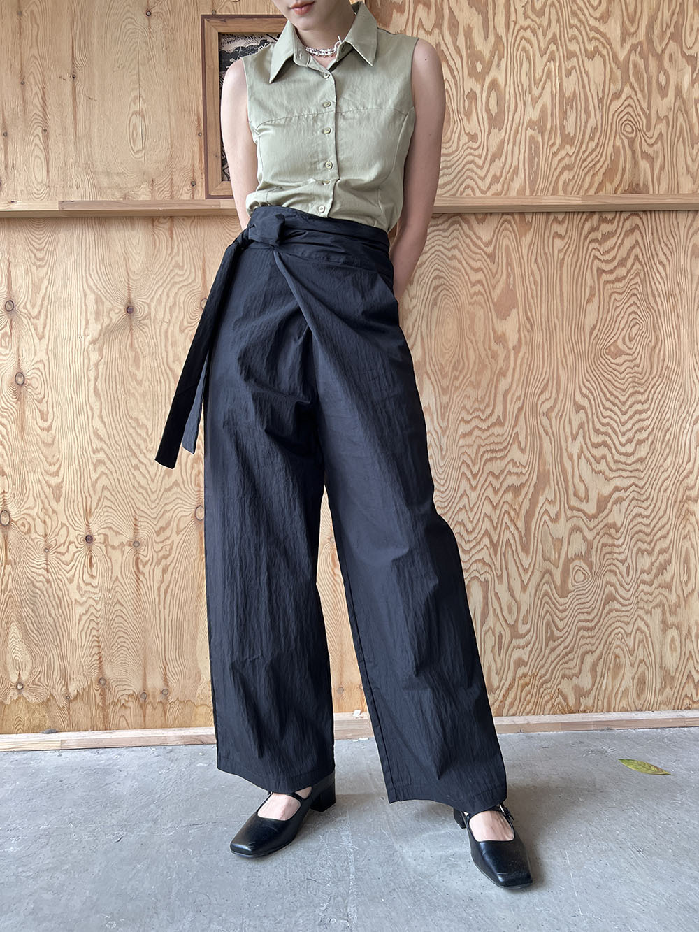 Wrapping long leg pants (black) - free size