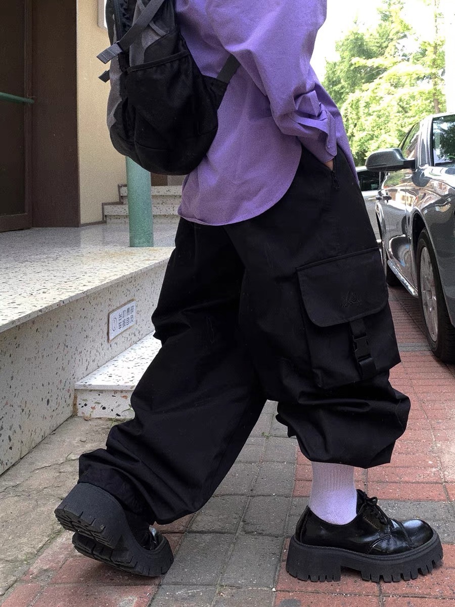 Aurocean 機能暗黑闊腿工裝褲