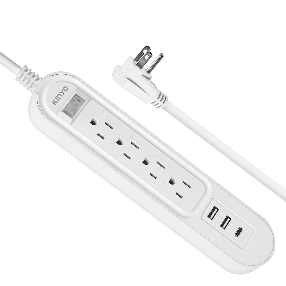 【KINYO】雙圓1開4插USB延長線 (CGCU-314)