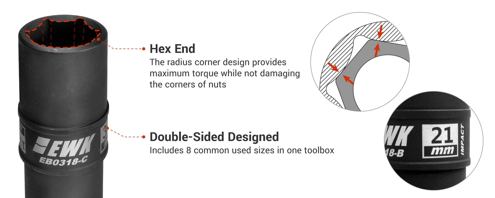 5 Pcs Flip Socket Set with 3" Extension Bar | EWK