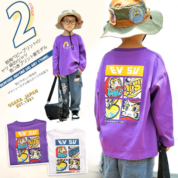 日系復古印花長袖t恤KY-0624