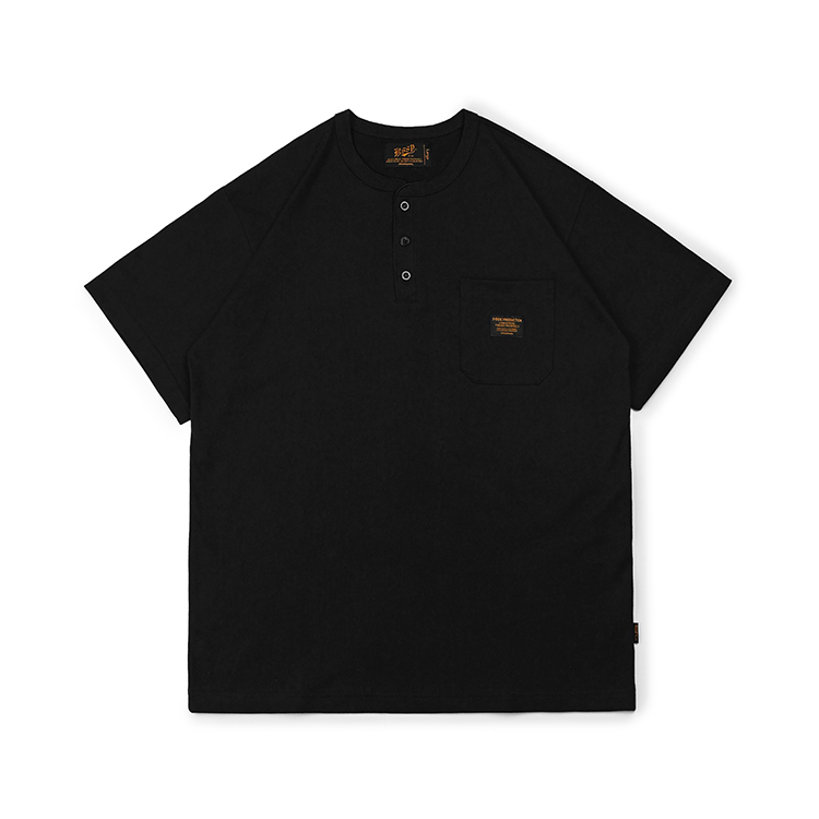 BSSP - HENLEY NECK POCKET TEE Black