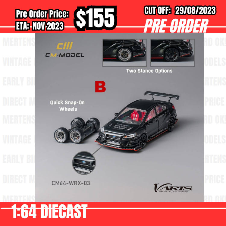 PO-$155 * CM Model * 1:64 Subaru WRX VAB Varis Black [O