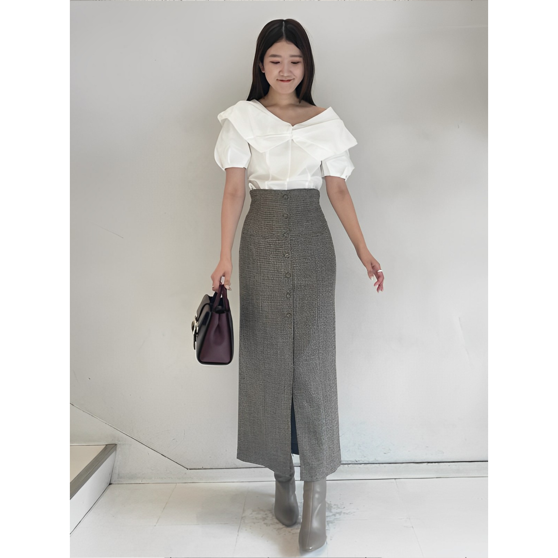 【SNIDEL】腰部2way 設計緊身半身裙 SWFS234207