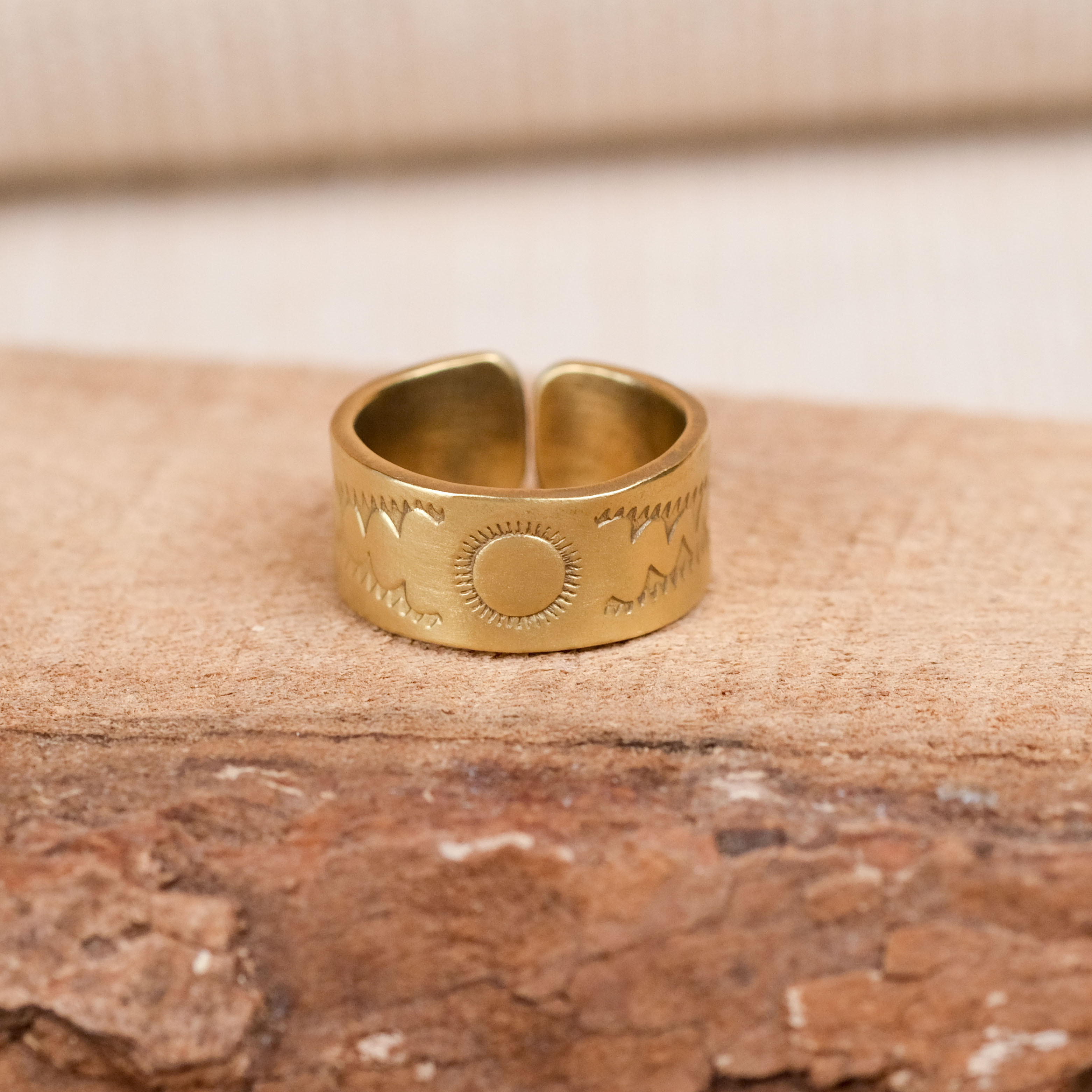 Slow Rise Native Brass Sun Ring