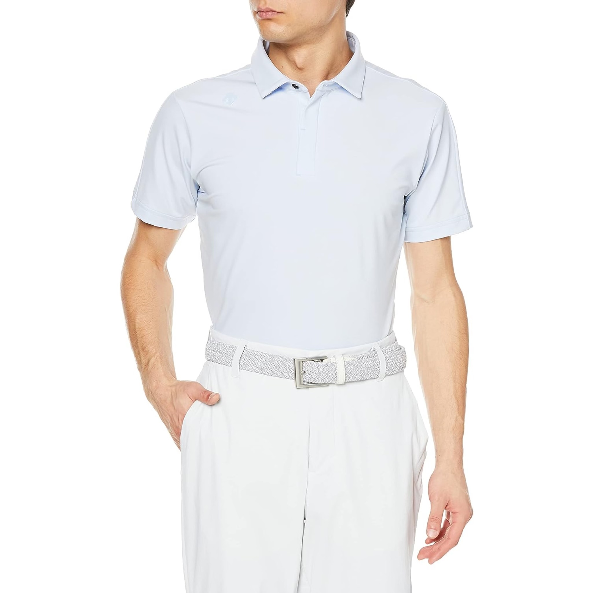 【💥日本直送】DESCENTE polo衫 運動上衣 短袖襯衫 彈力 吸汗 速乾 男士 淺藍色