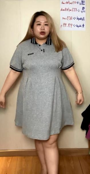 CH96 - Plus size Collar Dress *Bust 100 to 126cm