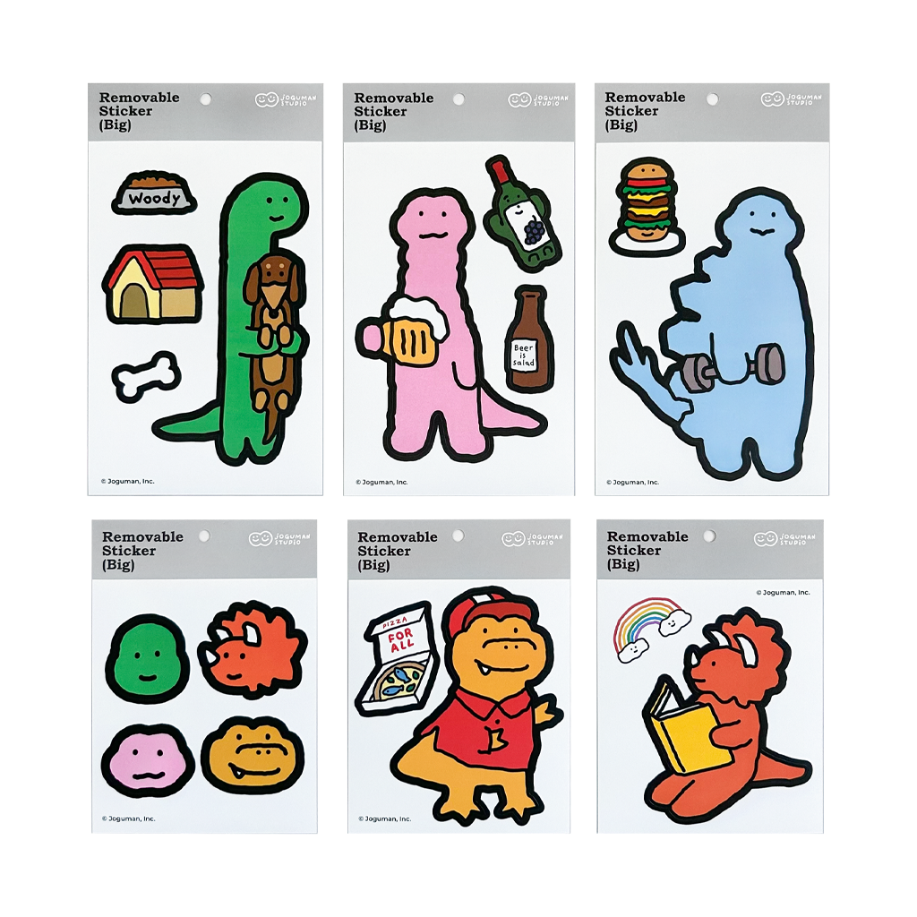 JOGUMAN STUDIO Removable Big Mix Sticker 小恐龍 大尺寸貼紙 (6款)