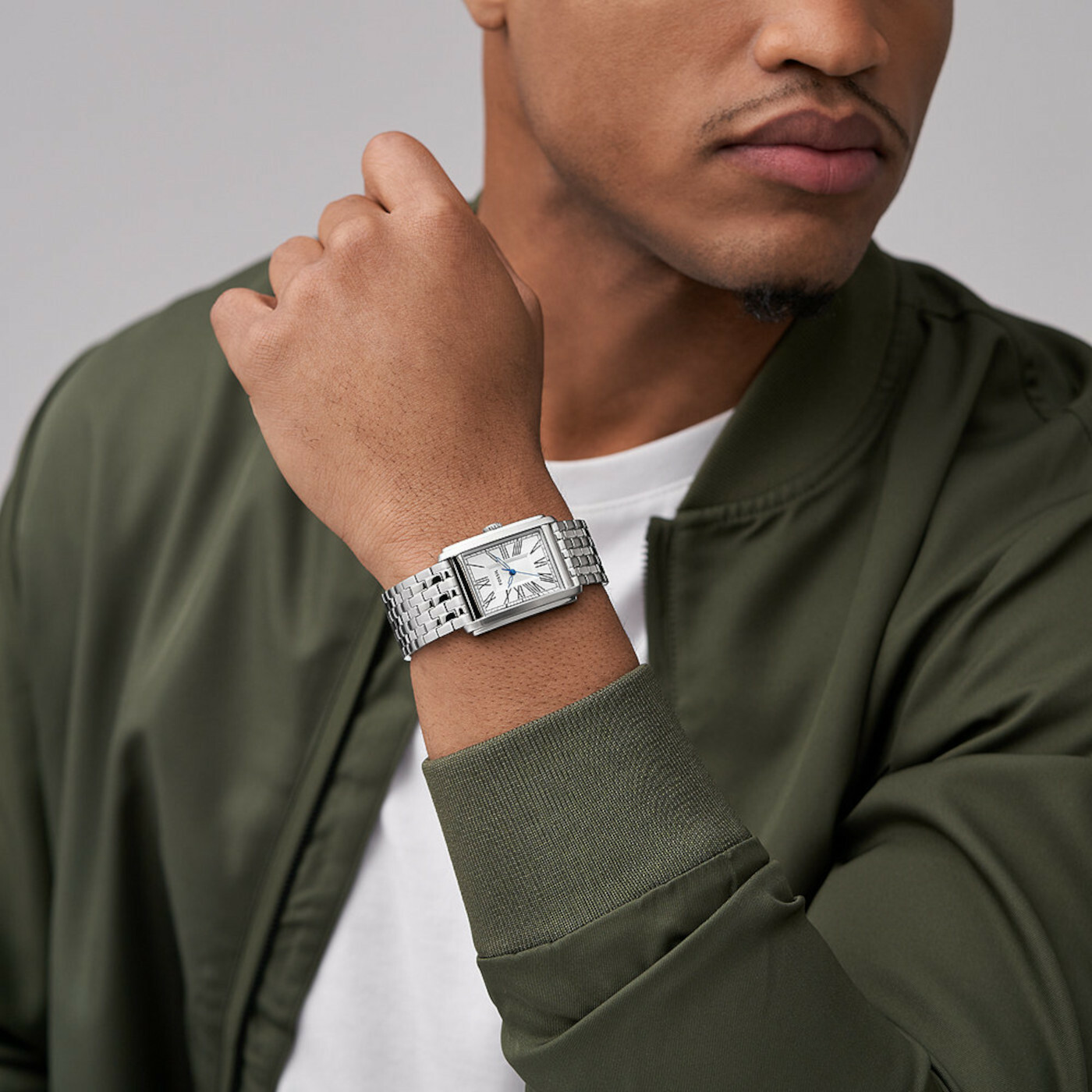 時尚時計-FOSSIL CARRAWAY系列 羅馬時標腕錶 銀色鍊帶 30MM （FS6008）