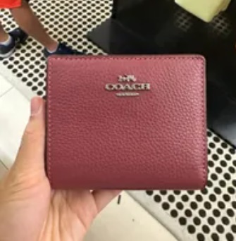 [S] COACH C2862 PEBBLED LEATHER SNAP WALLET,SV/LIGHT RASPBERRY ...
