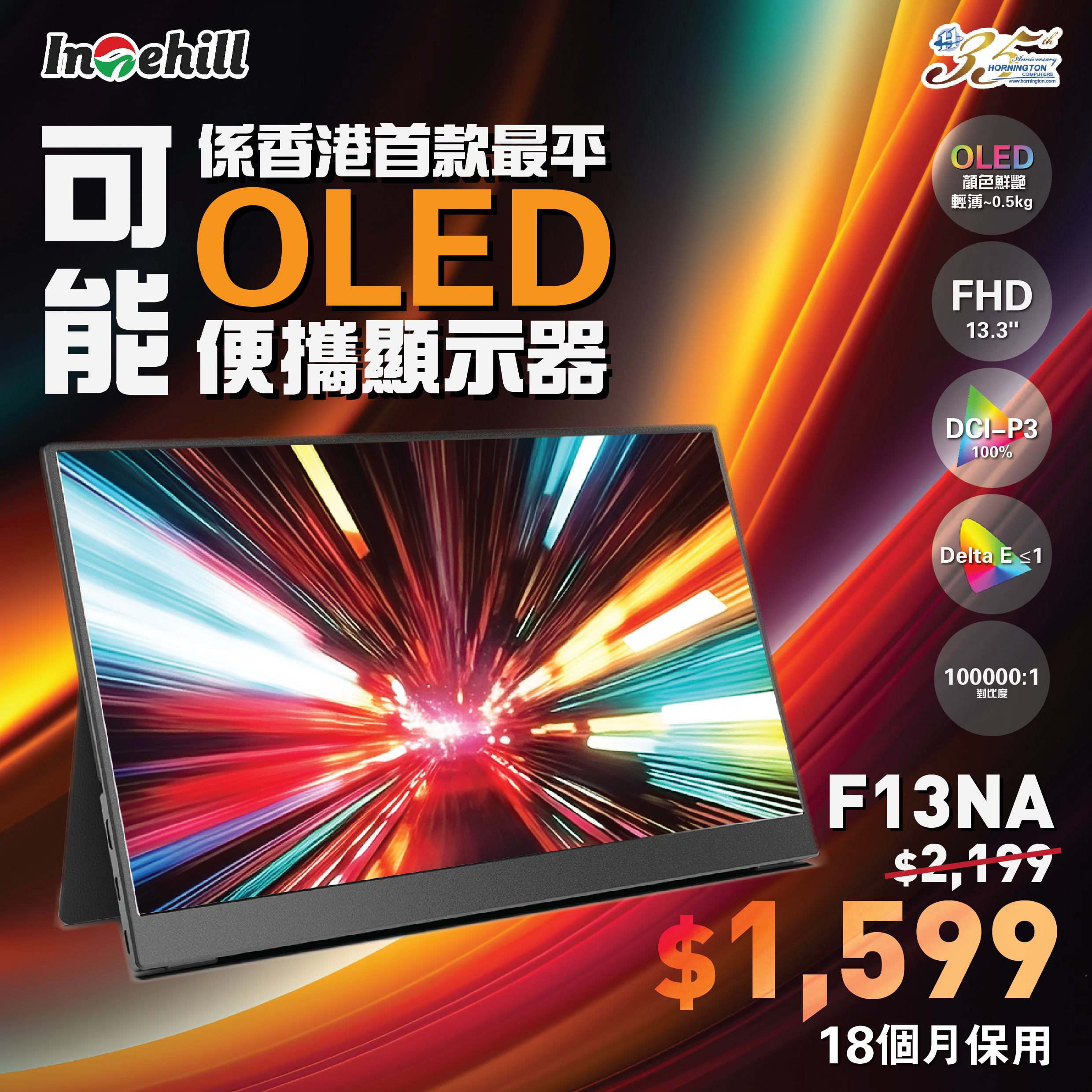 Intehill 便攜式顯示器 F13NA 13.3" FHD IPS