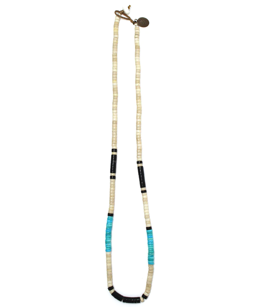 MIKIA - Heishi necklace / fossil jasper turquoise