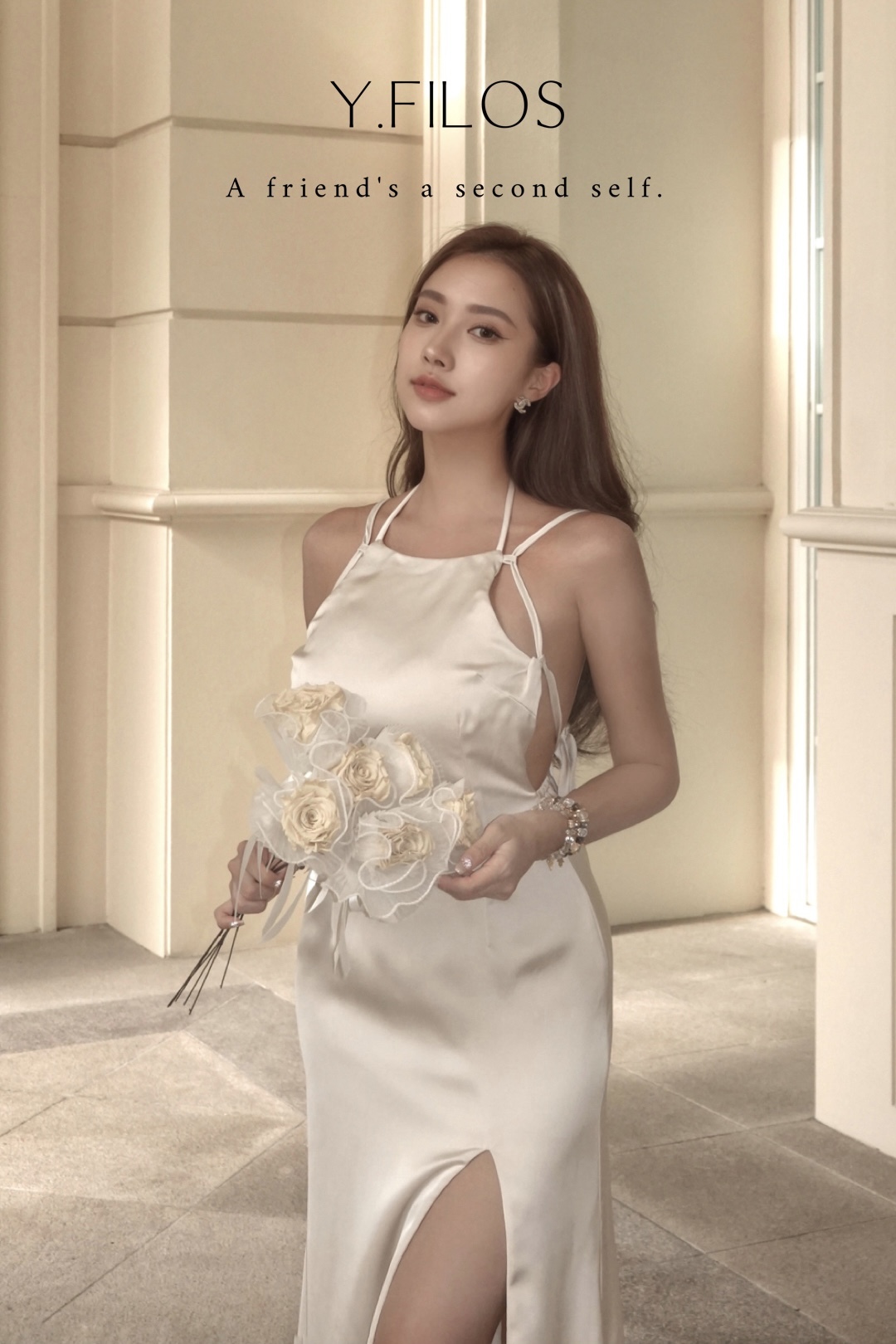 Y.FILOS 絲光香檳美背 Bra Dress