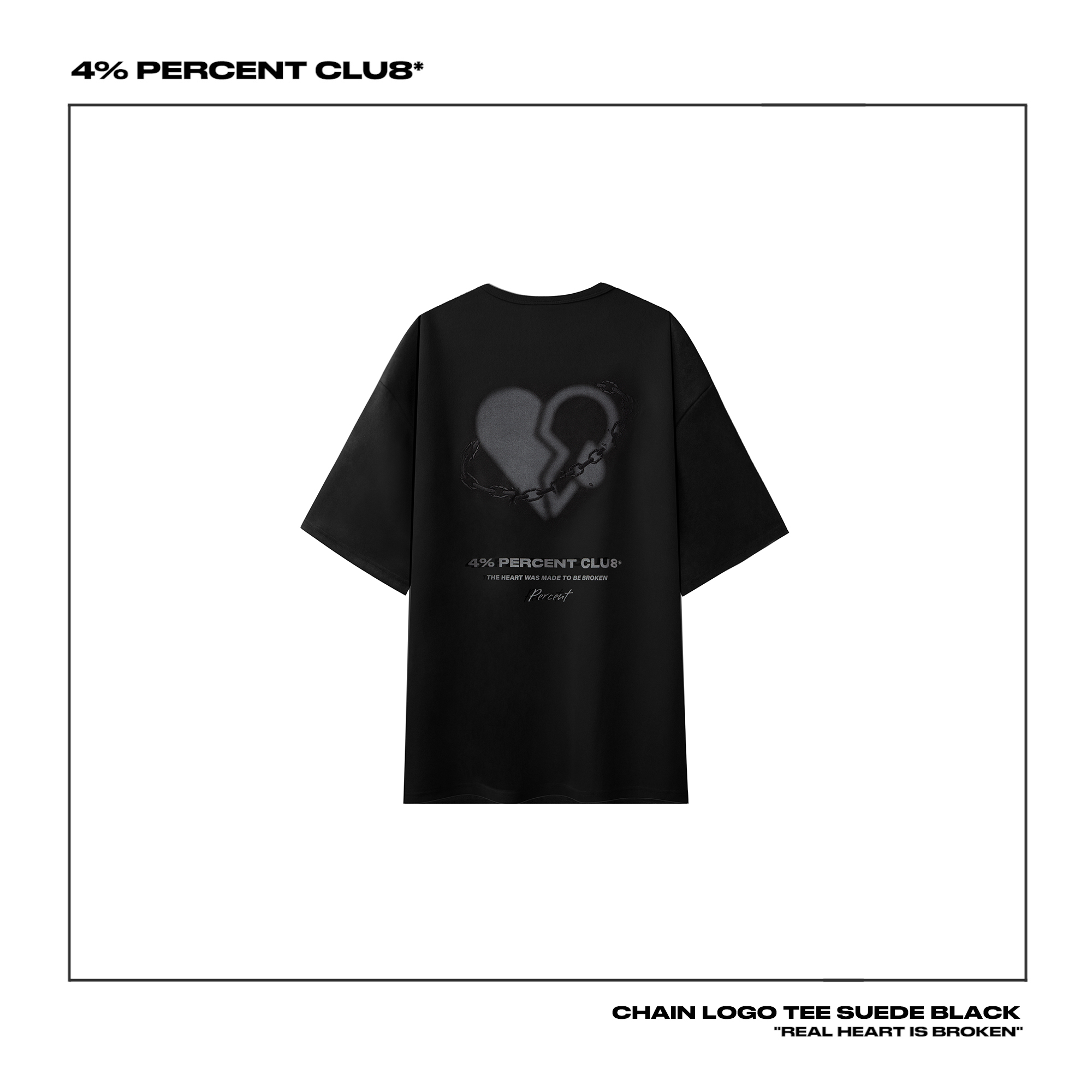 CHAIN LOGO TEE SUEDE BLACK / 鎖鏈款麂皮黑短袖T恤