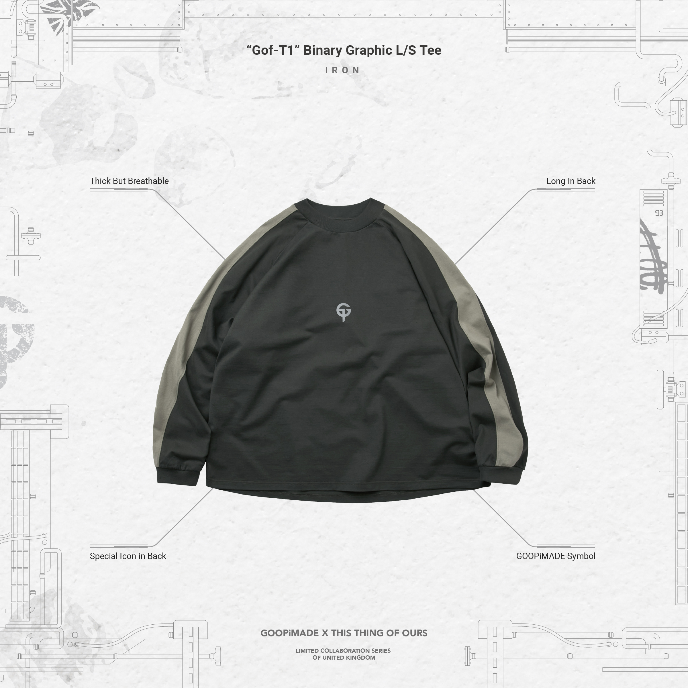 [GOOPiMADE] “Gof-T1” Binary Graphic L/S Tee