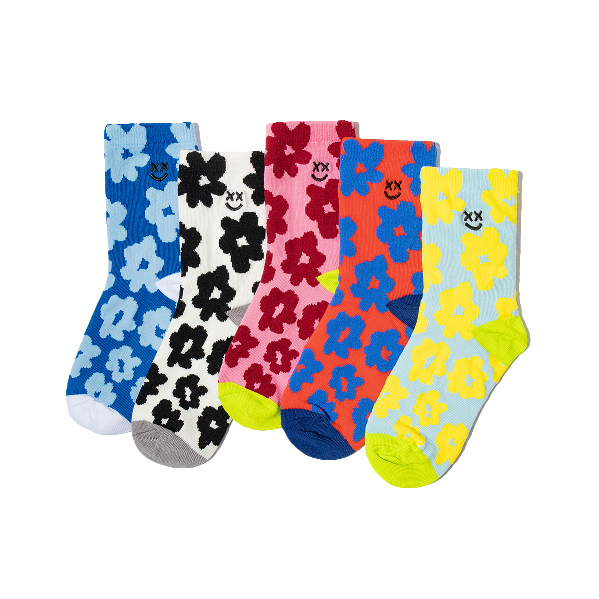 WARX 機能除臭襪｜《薄襪》花花中筒襪 (共5色)