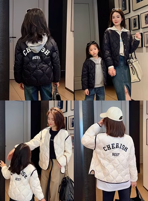 親子裝-母子母女輕薄短款羽絨外套(兩色)H2456 Hsu baby store童裝