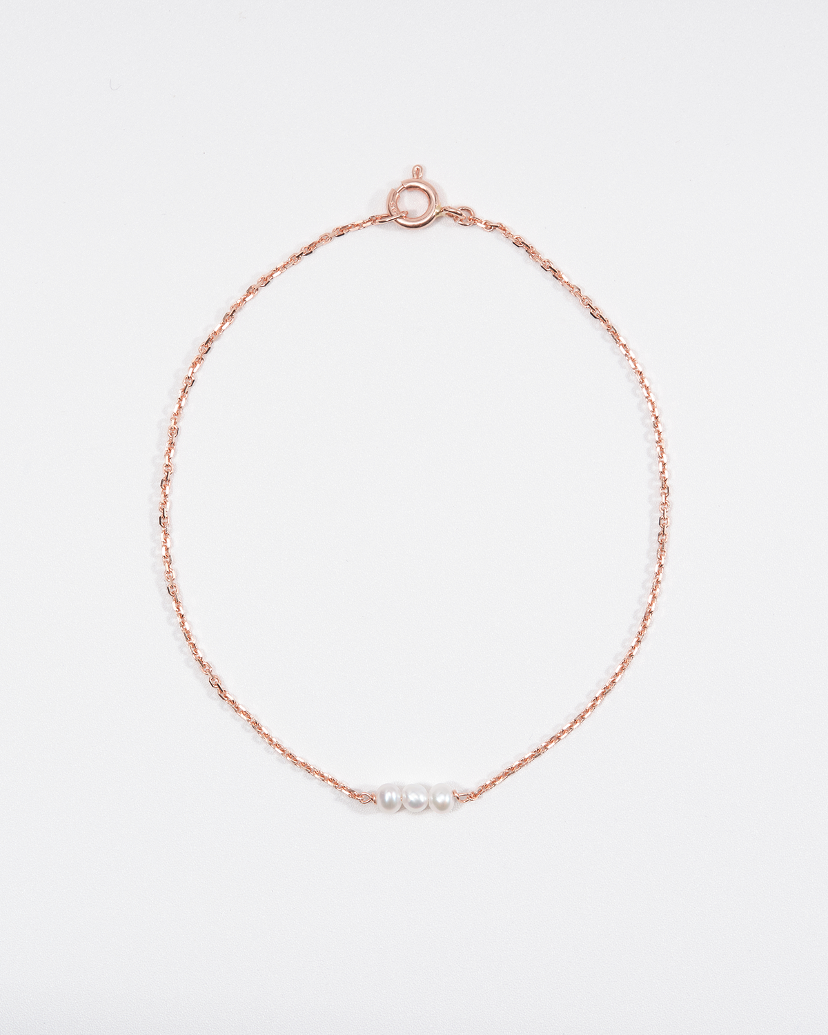 14K玫瑰金 Triple 三珍珠手鍊