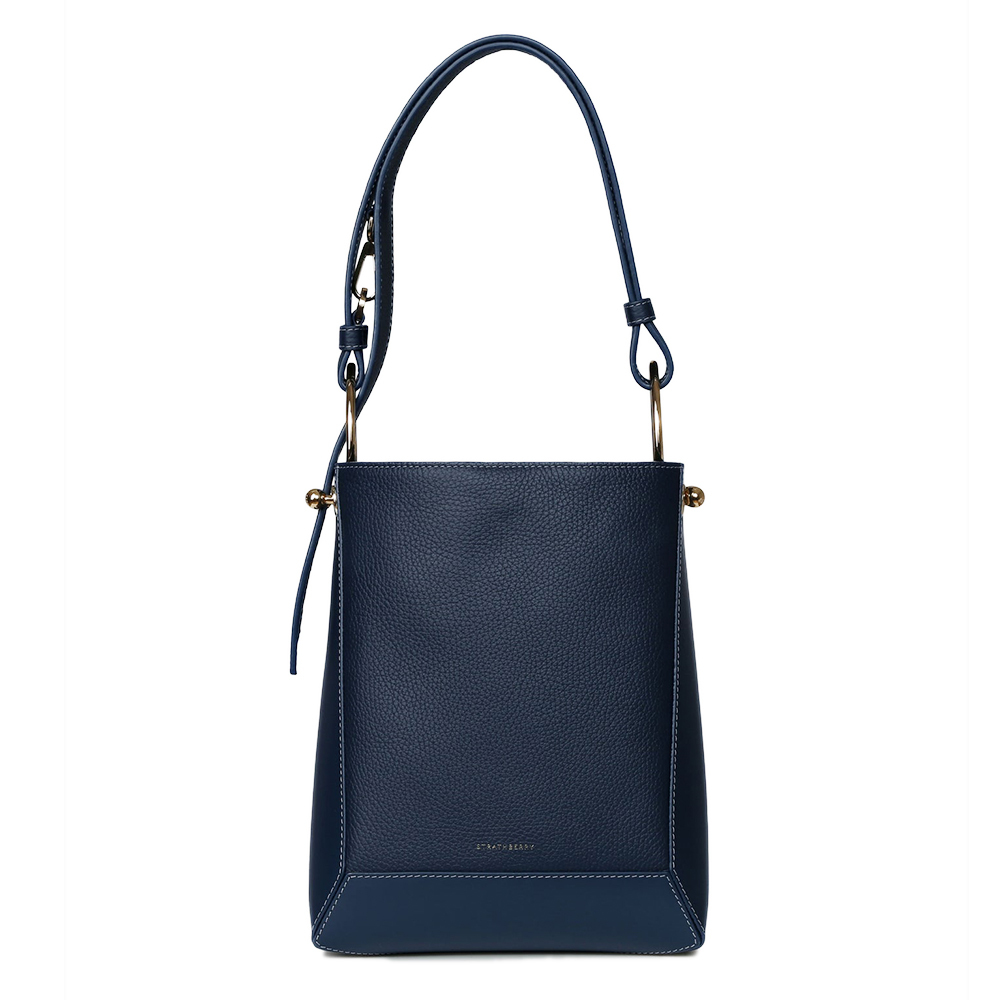 STRATHBERRY midi bucket bag水桶包-海軍藍/淺灰縫線