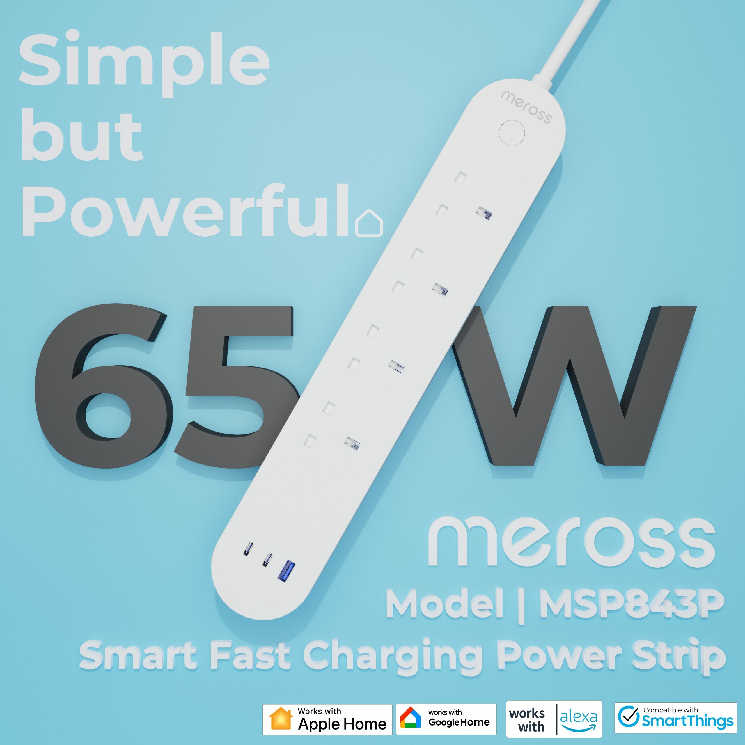 Meross Smart Fast Charging Power Strip 65W GaN 智能拖板 MSP