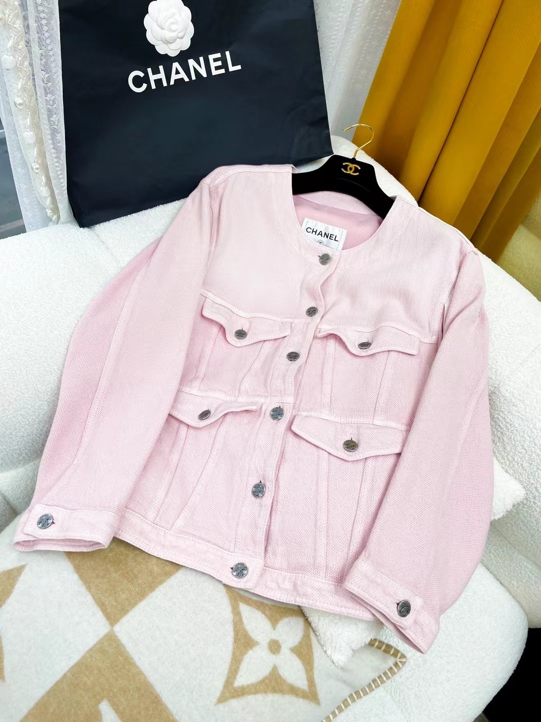 Chanel Pink Denim Jacket 19S