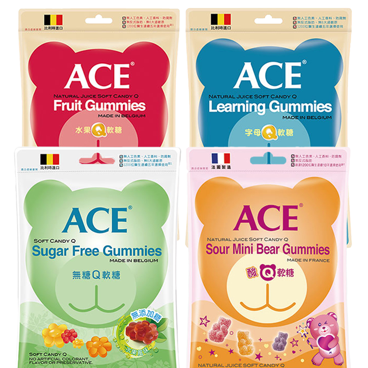 ACE 比利時ACE Q軟糖 隨手包/量販包 (水果、字母、無糖、酸Q)