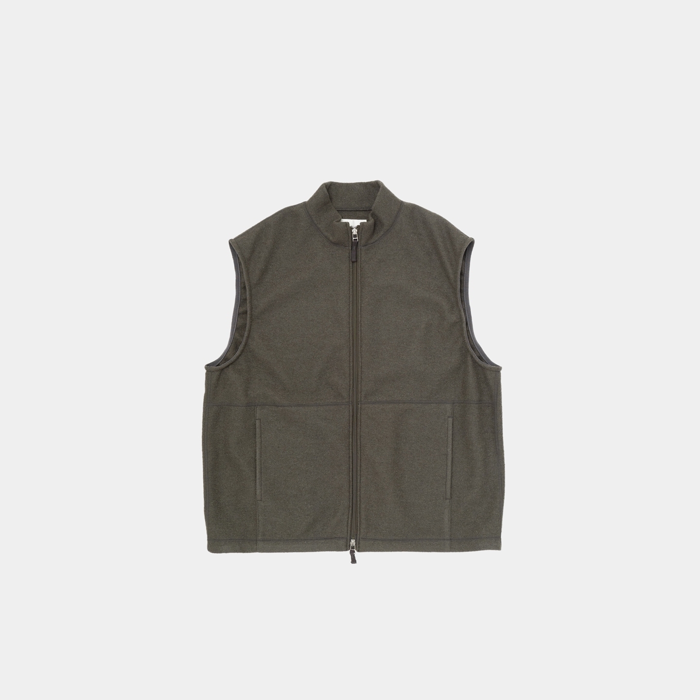 STILL BY HAND - Wool Nylon Stand Collar Vest / 2COLORS