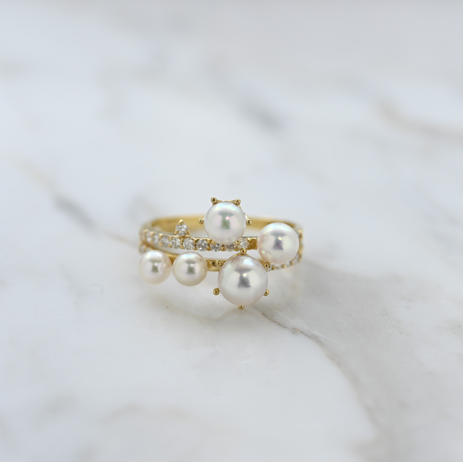 18K Universe Akoya Pearl Diamond Ring