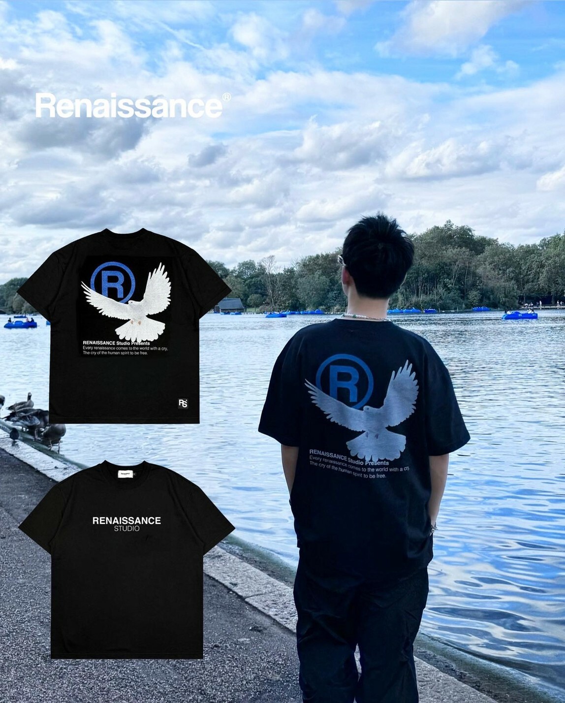 RENAISSANCE 高級藍 R LOGO 和平鴿 鴿子短袖 T “ Dove R Logo Tee