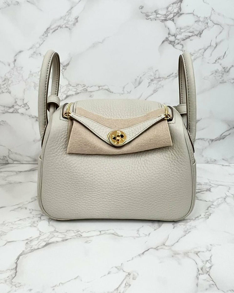 Hermes Mini Lindy 8L TC Beton GHW 冰川白 8L 金扣 U Stamp