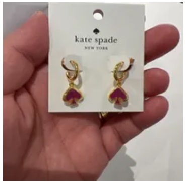 [S] KATE SPADE KC442 EVERYDAY SPADE ENAMEL HUGGIES EARRINGS,CANDIED ...