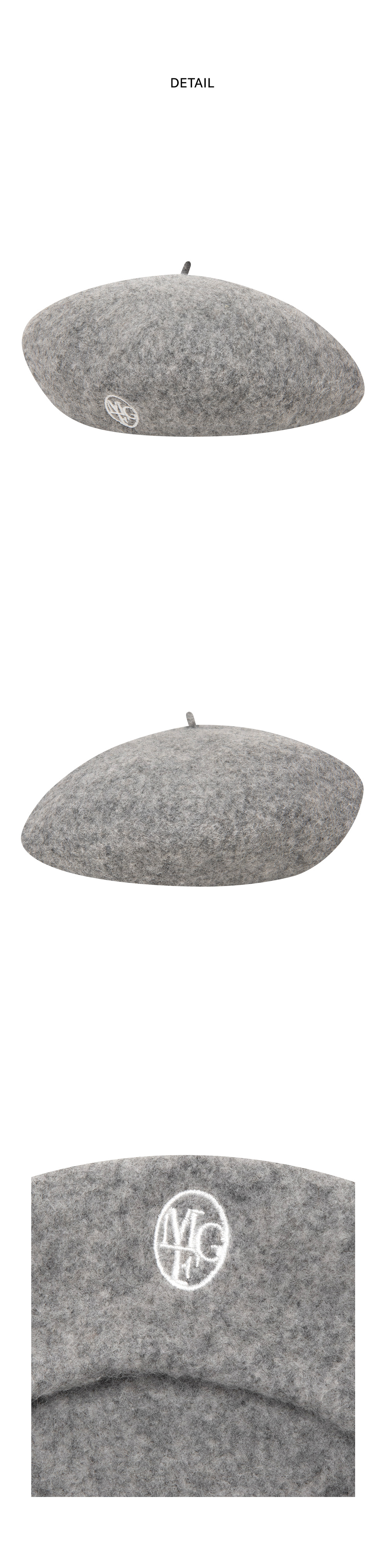 【MARITHE】 CIRCLE LOGO EMBROIDERY WOOL BERET 4色 (HA320)