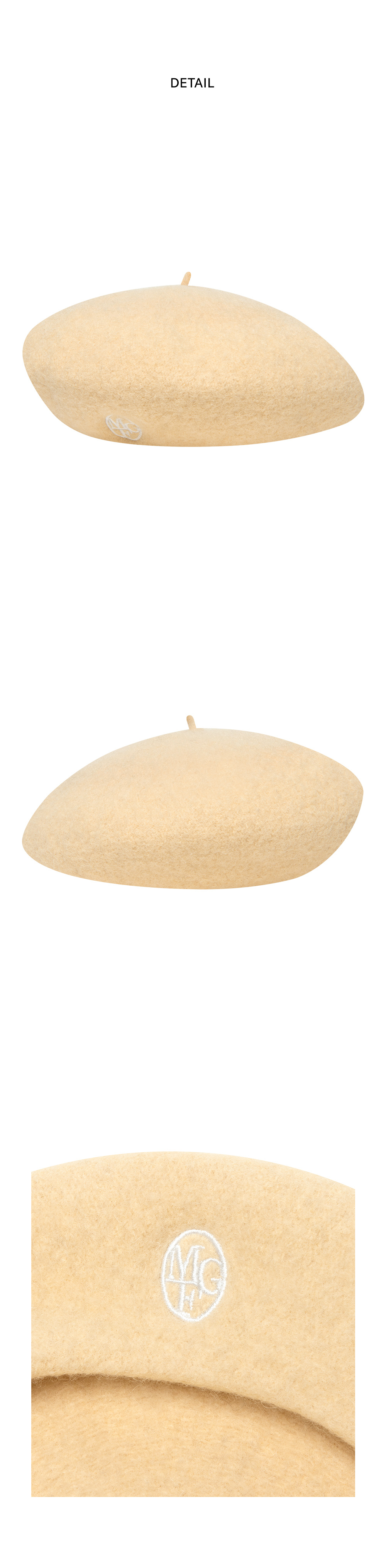 【MARITHE】 CIRCLE LOGO EMBROIDERY WOOL BERET 4色 (HA320)