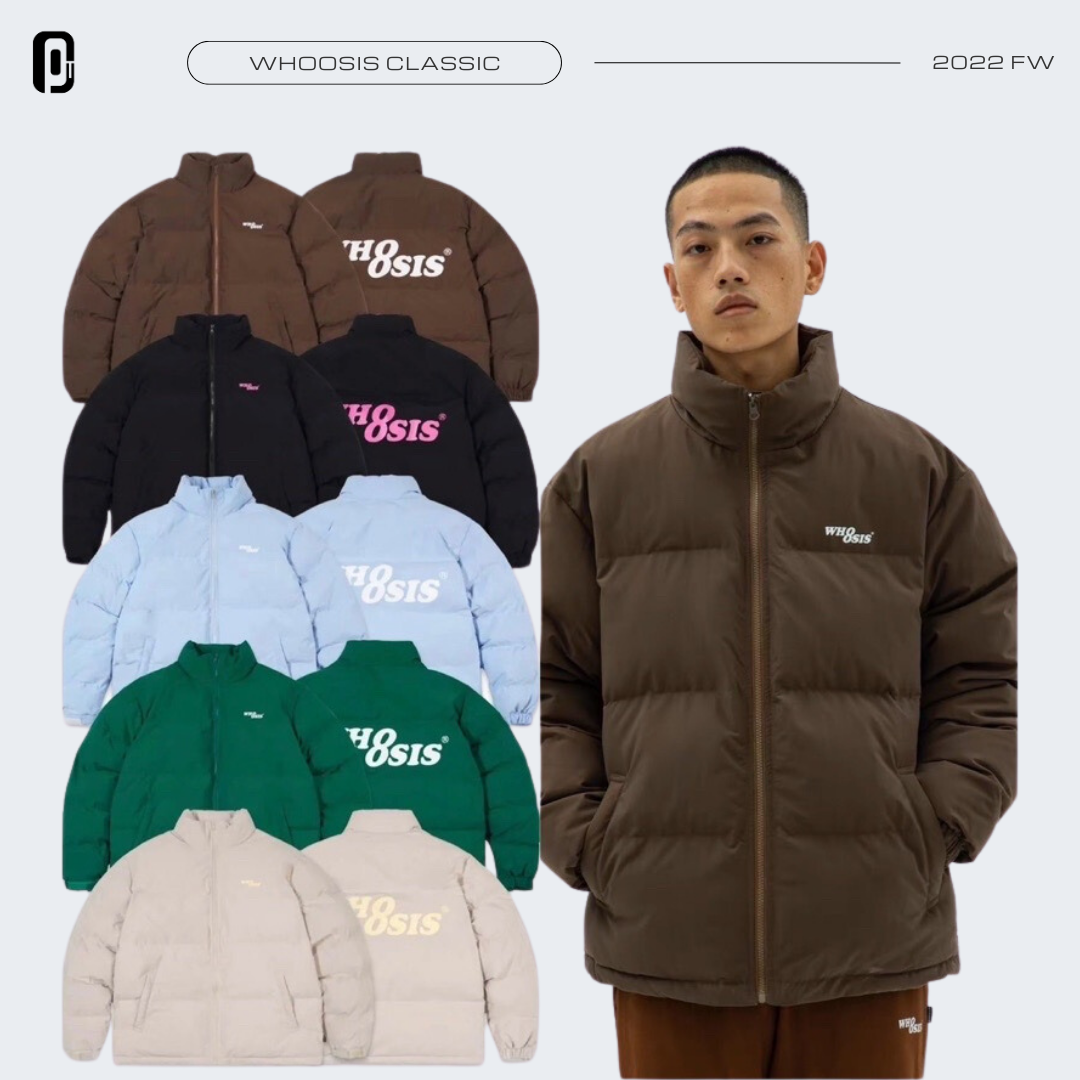 WHOOSIS 經典幻影Logo 標語 美式落肩 寬鬆 羽絨棉服 外套